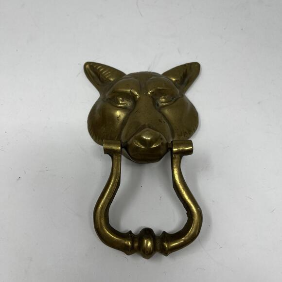Other | Vintage Or Antique Heavy Solid Brass Fox Head 75 Door Knocker ...